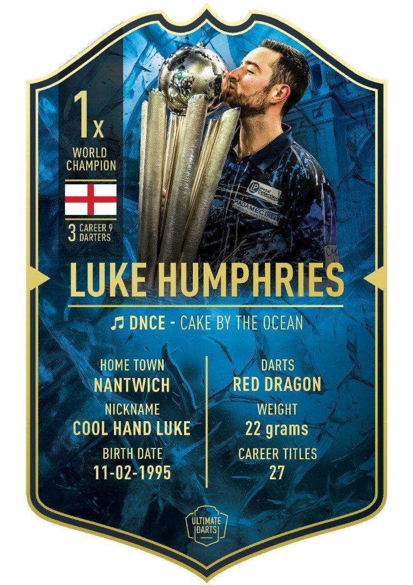Ultimate Card Luke Humphries WC Dartspieler Karte 37 x 25 cm Fanshop ...