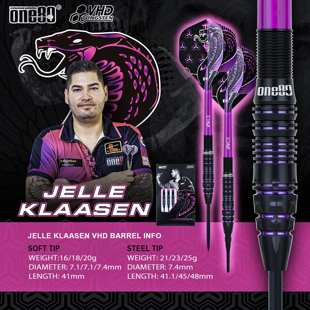 One80 Jelle Klaasen VHD Softdarts 16/18/20 Gram Softdarts | 20 | ON9324