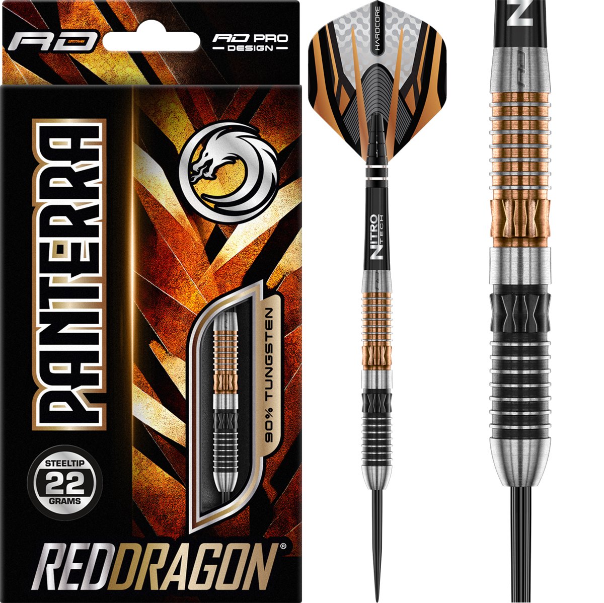 Reddragon Panterra 90% Steeldarts 22/24/26 Gram Steeldarts | 22 gram | RDD2636