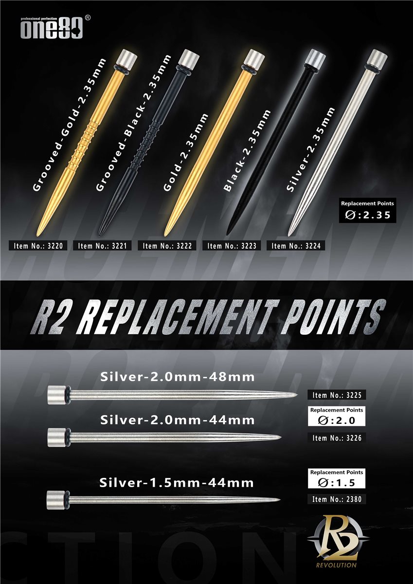 one80 R2 Points Replacement Tips Ersatzspitzen | Glatt | 2,35 mm | 44 ...