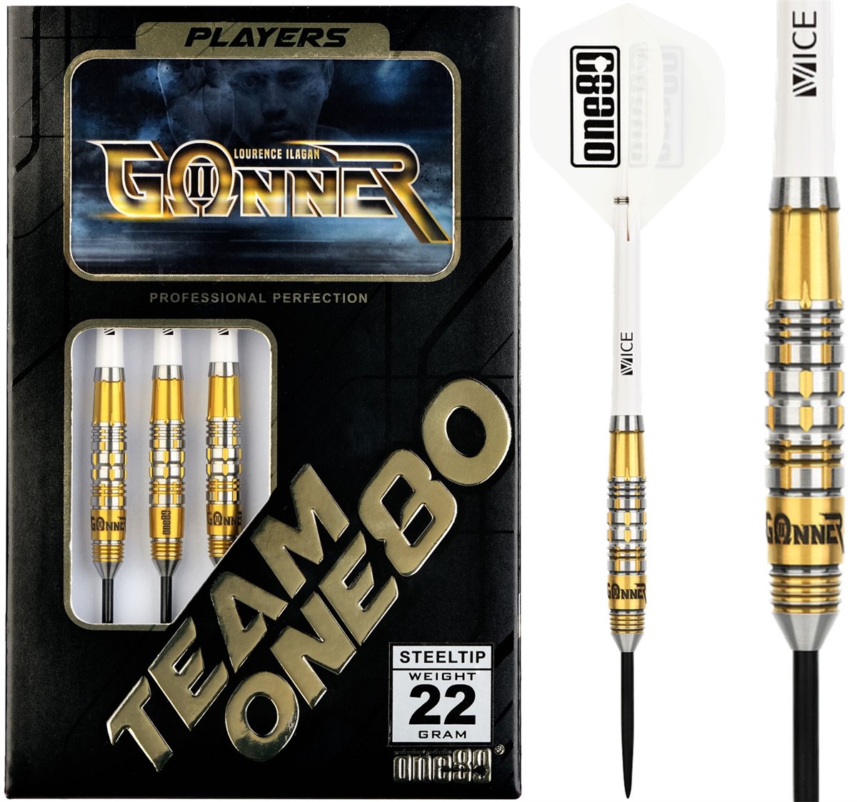 ONE80 Gunner ll Steeldart 22/24 Gram Steeldarts | 22 gram | ON9154