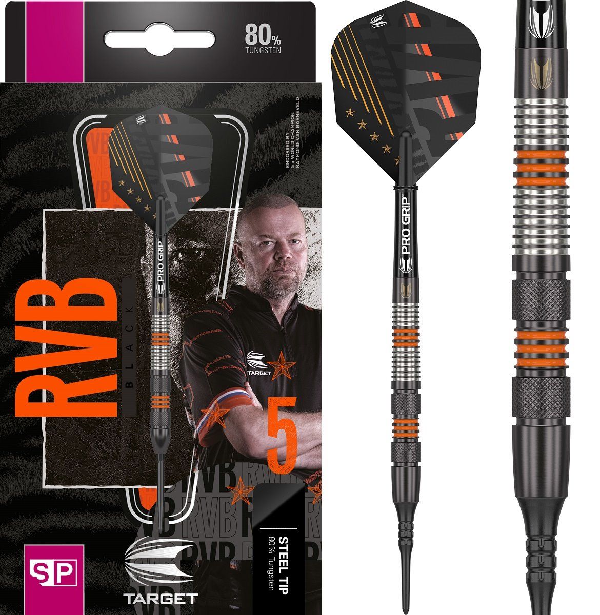 Target Raymond van Barneveld RvB Black 80% 2023 Softdarts 18 Gram ...