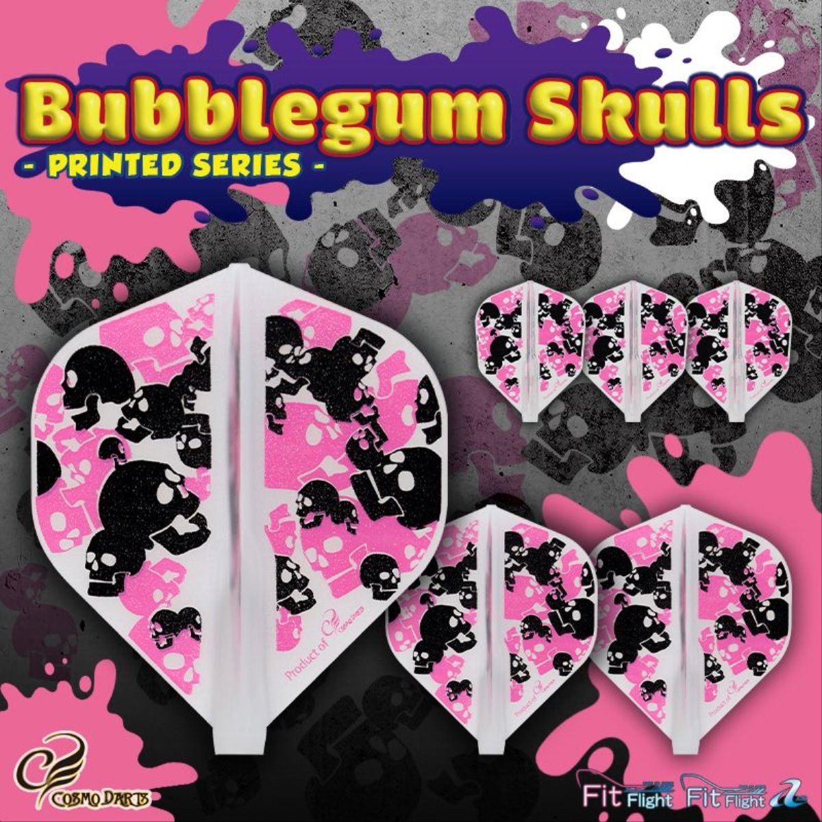 Cosmo Darts Fit Flights Air Printed Series Bubblegum Skulls Standard ...